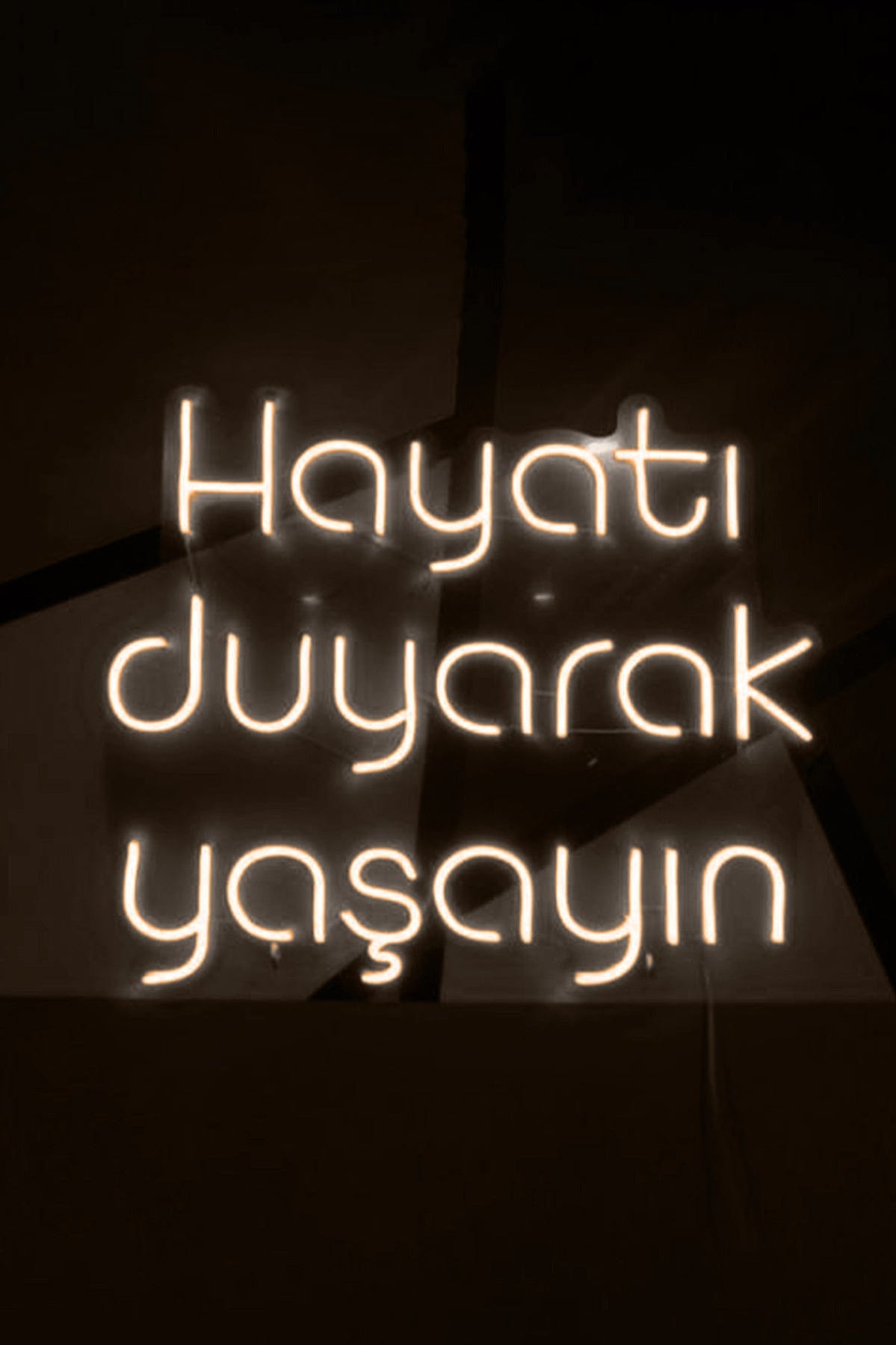 Hayatı Duyarak Yaşayın Yazılı Neon Led Işıklı Tablo Duvar Dekorasyon ...